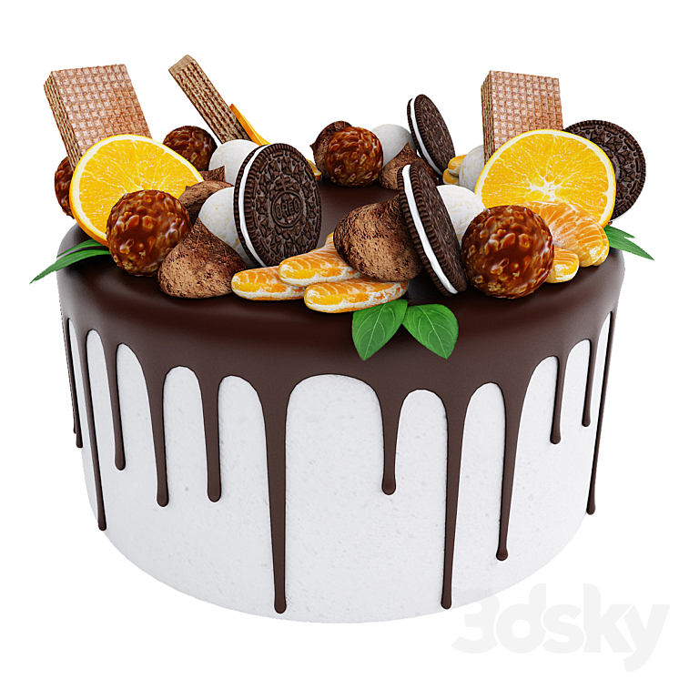Cake with oreo cookies - Food and drinks - 3D model
