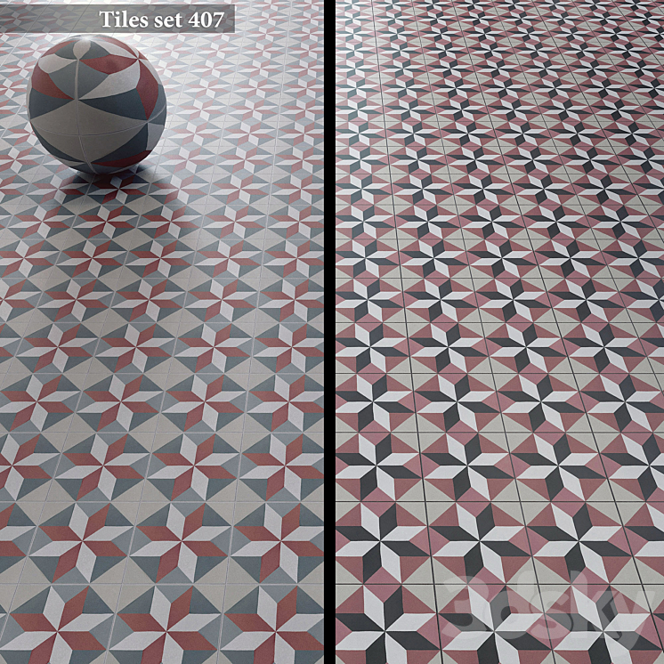 Tiles set 407 - Tile - 3D model