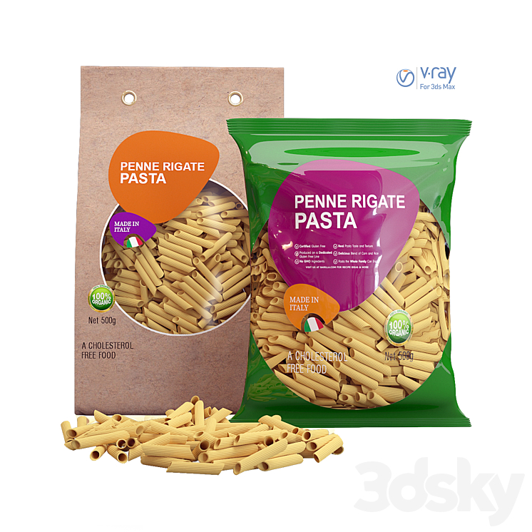 Penne Pasta Packets - Food and drinks - 3D model