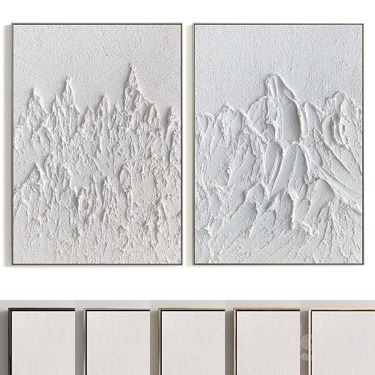 Plaster Two Photo Frame T-264 - Frame - 3D model