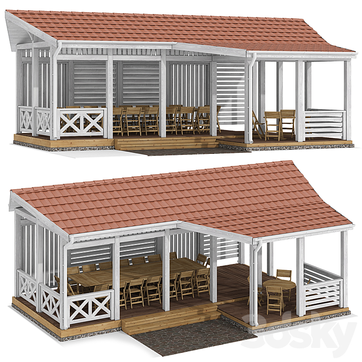 Arbor terrace veranda gazebo canopy - Other - 3D model