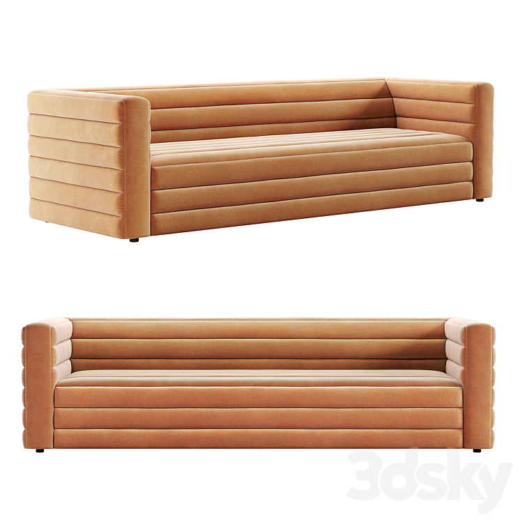 CB2 Strato Extra Large Camel Velvet Sofa - Sofa - 3D model