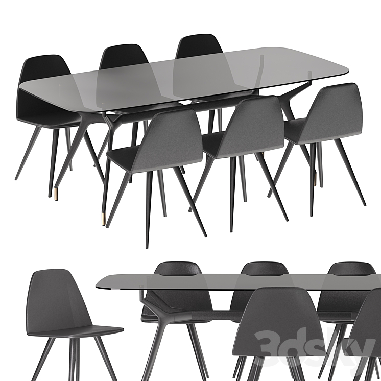 SOVET ARKOS TABLE GROUP - Table + Chair - 3D model