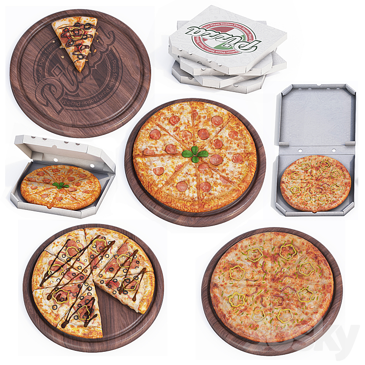 Italian Pizza Set - Food and drinks - 3D model
