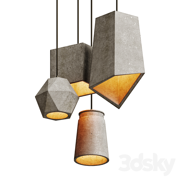 Modern Cement Lights - Pendant light - 3D model