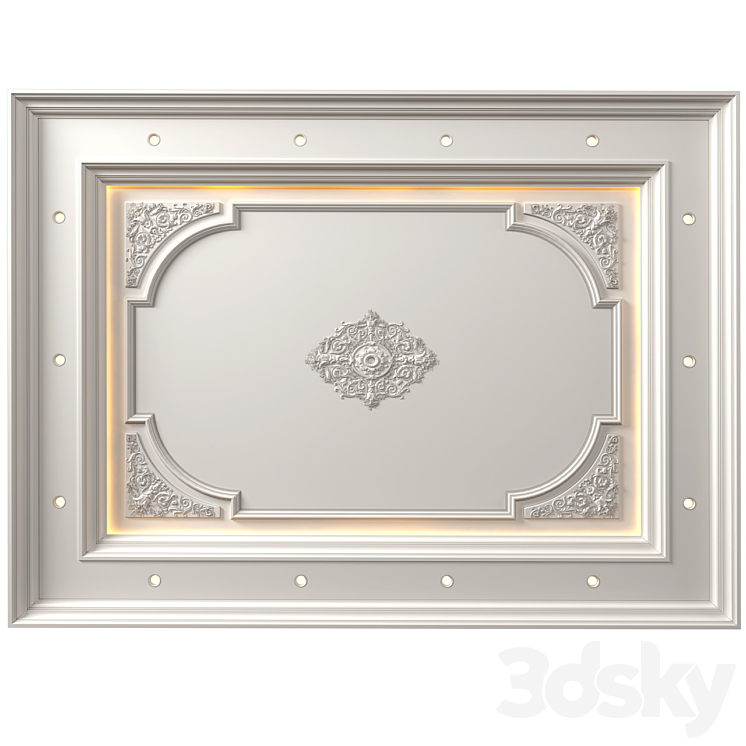 Modern coffered illuminated ceiling set Art Deco style - Decorative ...