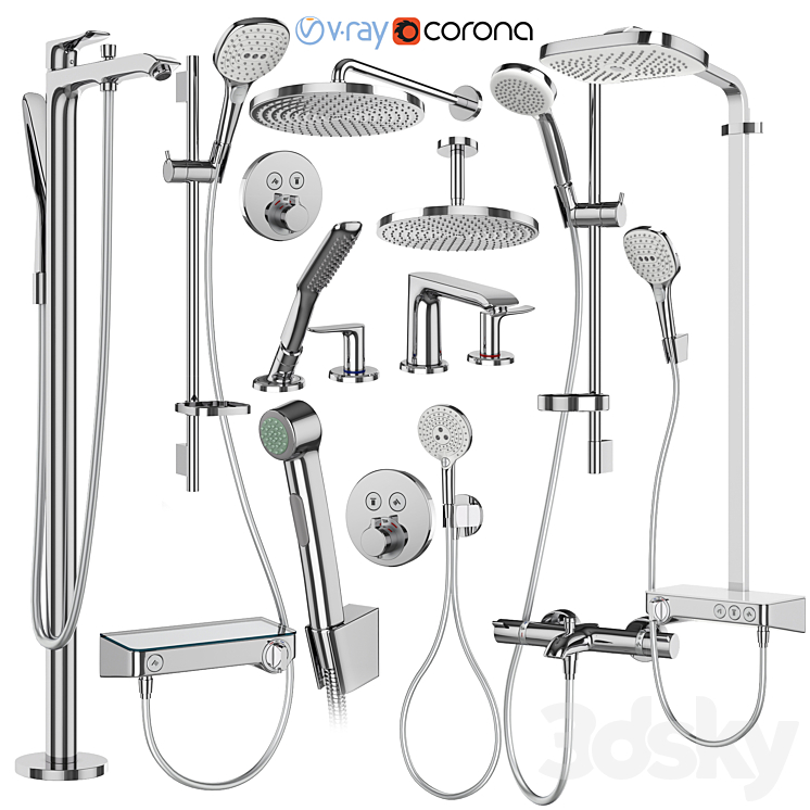 Hansgrohe set 173 mixers and shower systems - Faucet - 3D model
