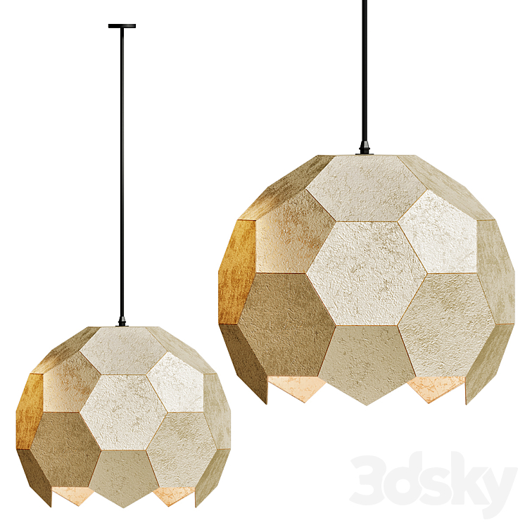 Polyhedron Pendant Antique Gold - Pendant light - 3D model