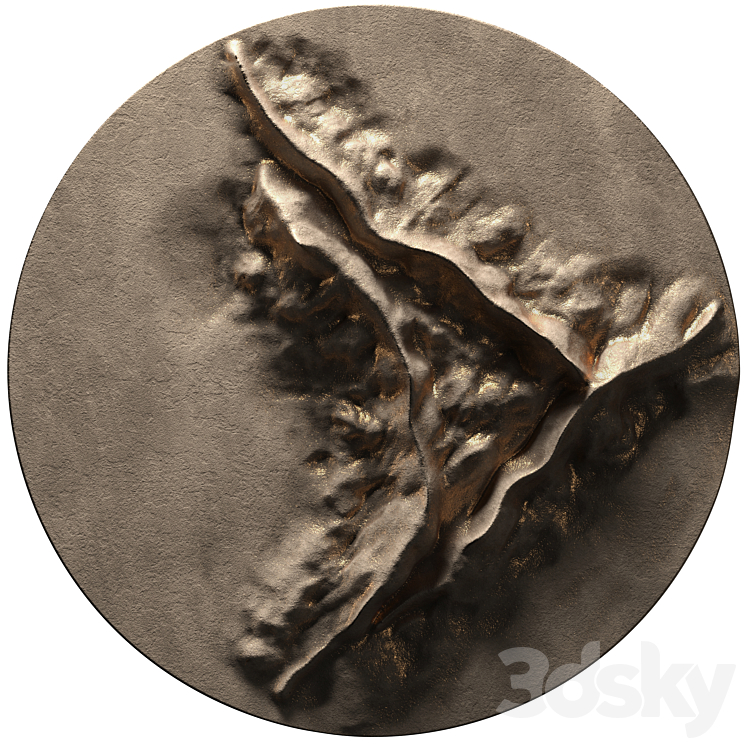 Round Panel on the wall Crater - Frame - 3D model