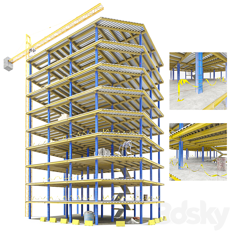 Steel Frame Building - Building - 3D model