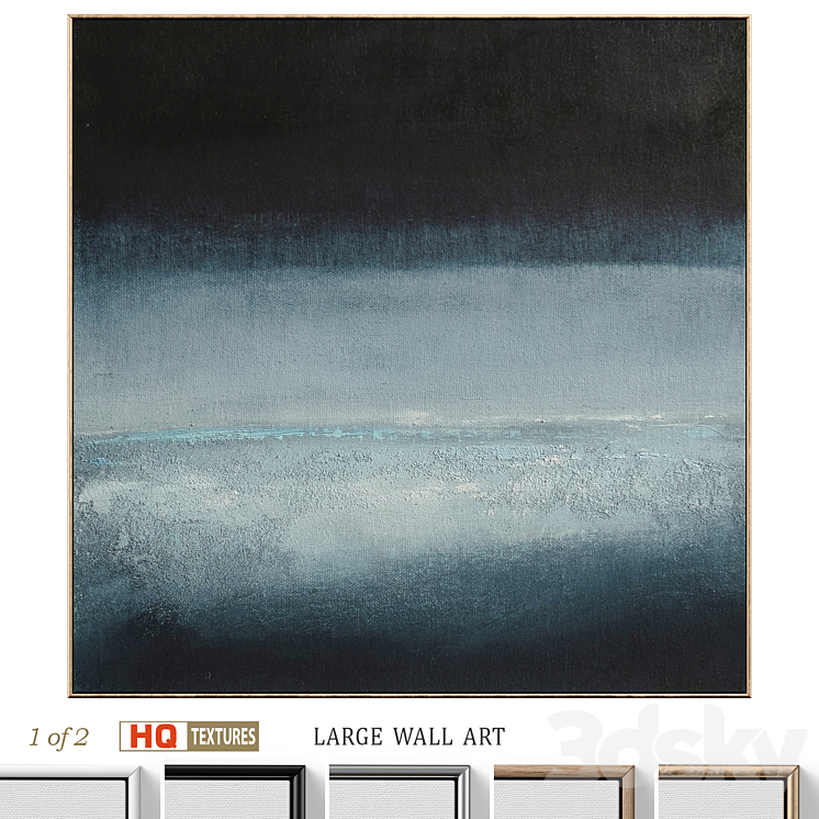 Accent Blue Abstract Textured Wall Art C-641 - Frame - 3D model