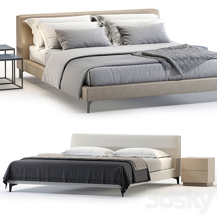 Meridiani LOUIS UP Bed - Bed - 3D model