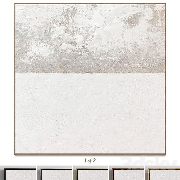 Plaster two square photo frames T-119 - Frame - 3D model