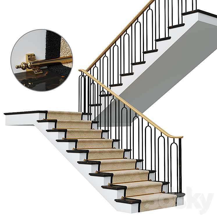 Neoclassical staircase 3 - Staircase - 3D model