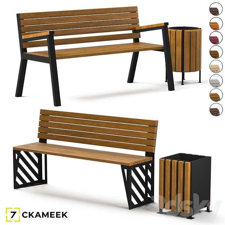 Benches Hamburg and Tula - Urban environment - 3D model