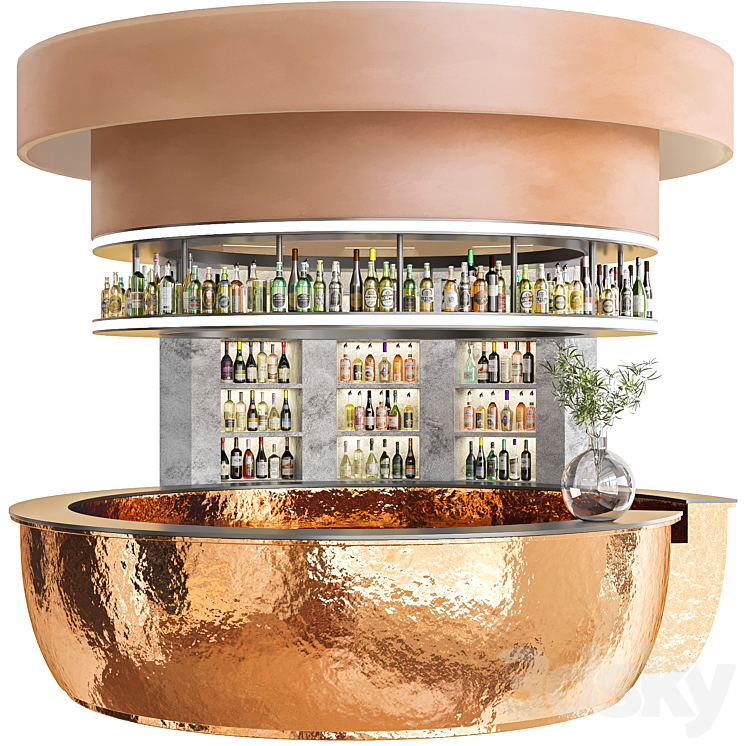 Designer copper bar - Restaurant - 3D model