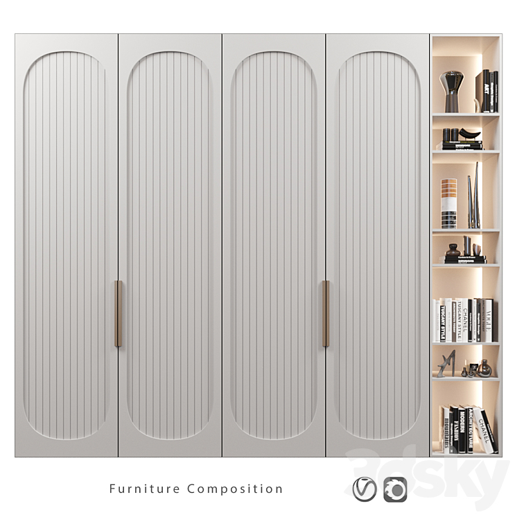 Furniture composition | 355 - Wardrobe & Display cabinets - 3D model