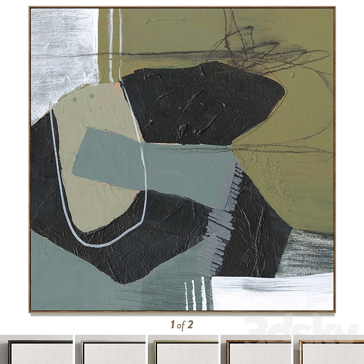 Plaster two square photo frames T-124 - Frame - 3D model