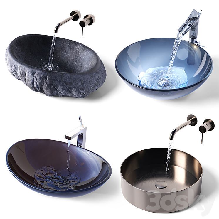 4 washing basins - Wash basin - 3D model