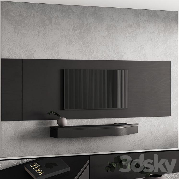 034 TV Wall Gray 02 - TV Wall - 3D model