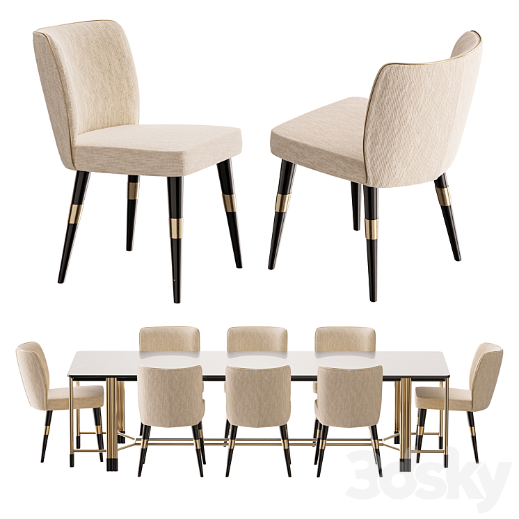Ebarza Dining set - Table + Chair - 3D model