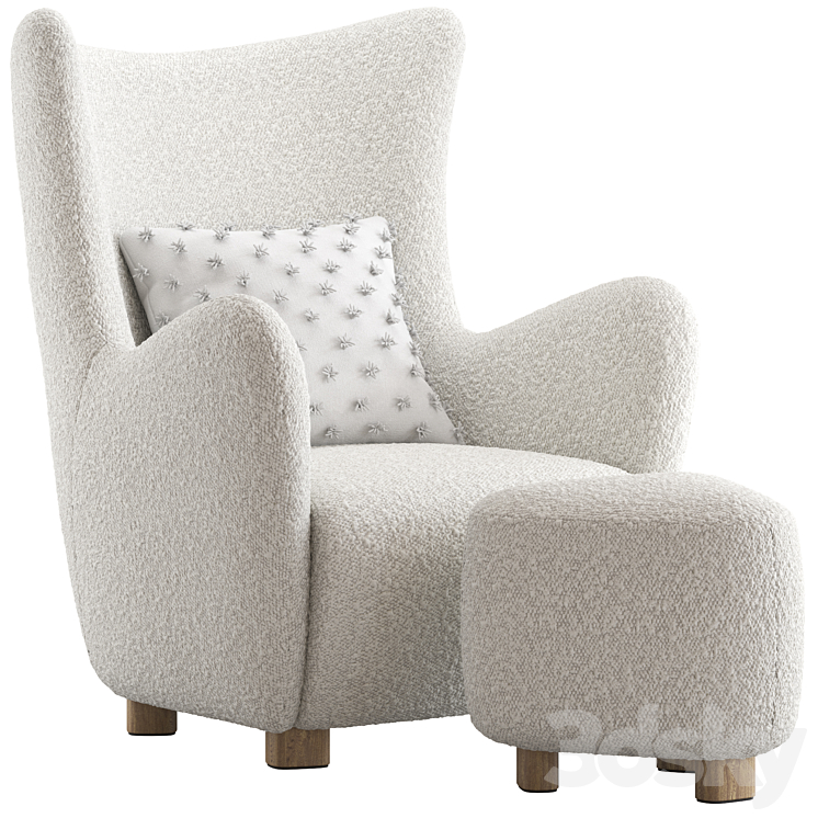 CB2 Bozzi Lounge Chair and Ottoman - Arm chair - 3D model