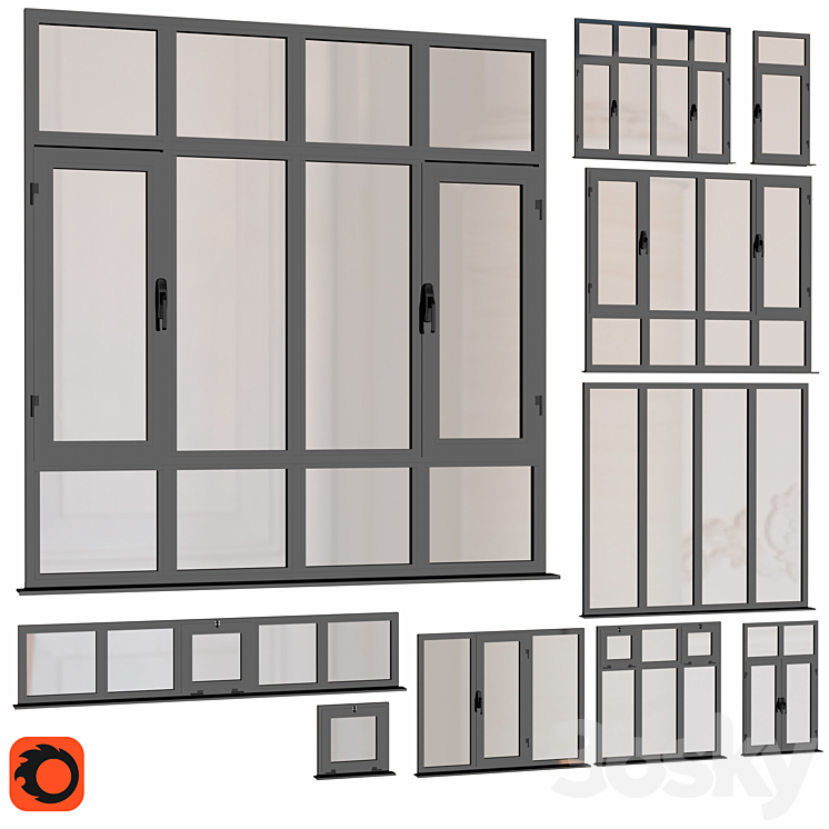 Modern aluminum windows - Windows - 3D model