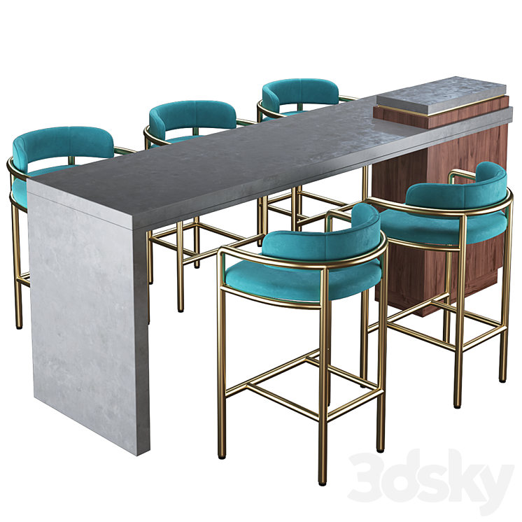 Homary Green Bar - Table + Chair - 3D model