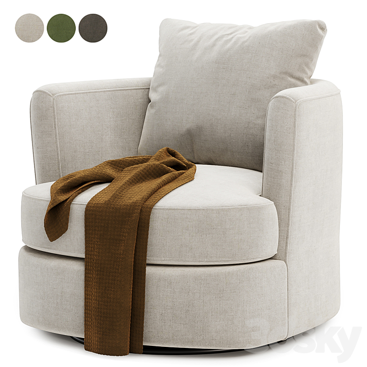 Zarren Upholstered Swivel Barrel Chair - Arm chair - 3D model