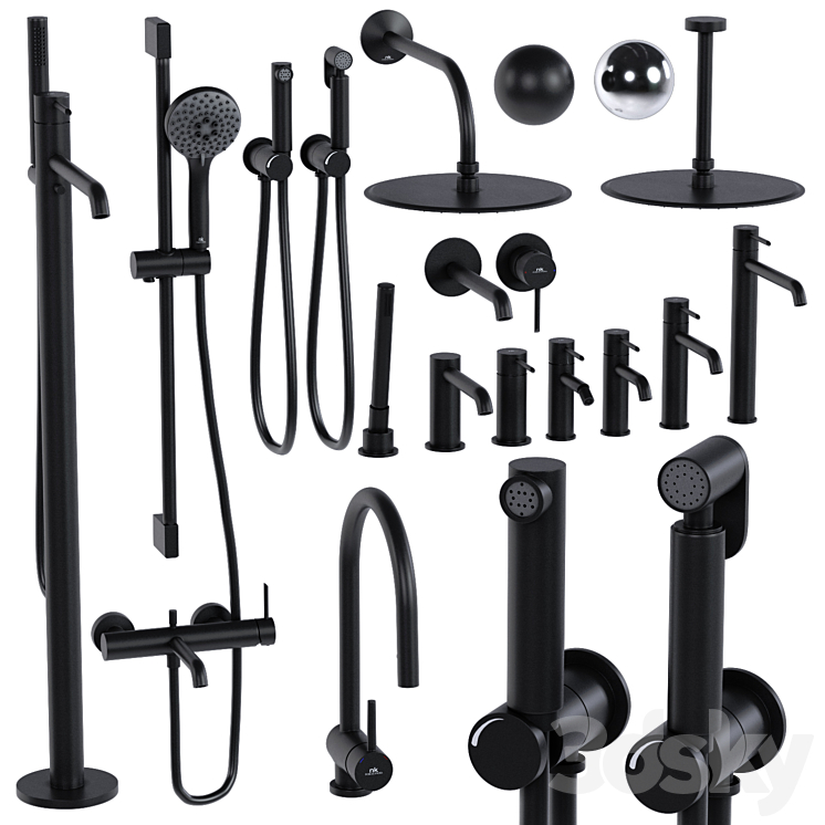 taps Noken Round by Porcelanosa Bathroom Faucet Taps set - Faucet - 3D ...
