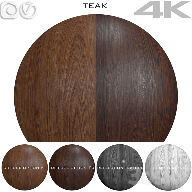 Texture Teak №1 - Wood - 3D model