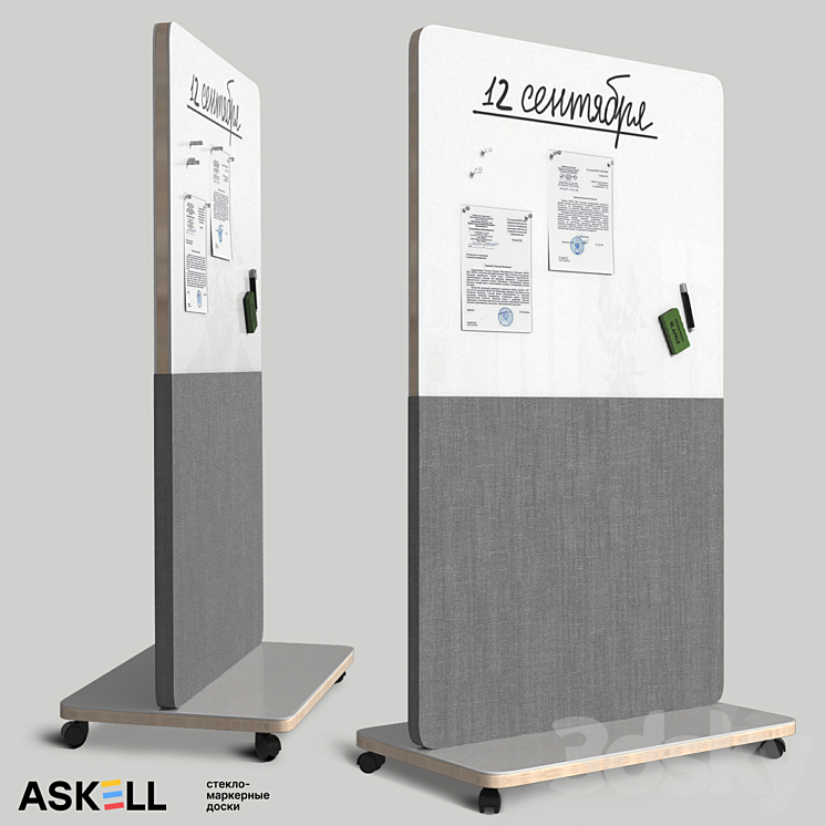 Magnetic marker board with acoustic panel function "ASKELL Mobile ...