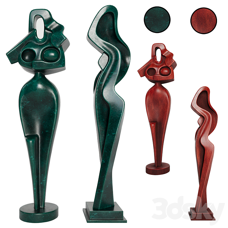 carved women figures - Sculpture - 3D model