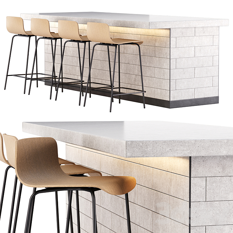Jack Bar Furniture Set V2 / Bar set - Table + Chair - 3D model