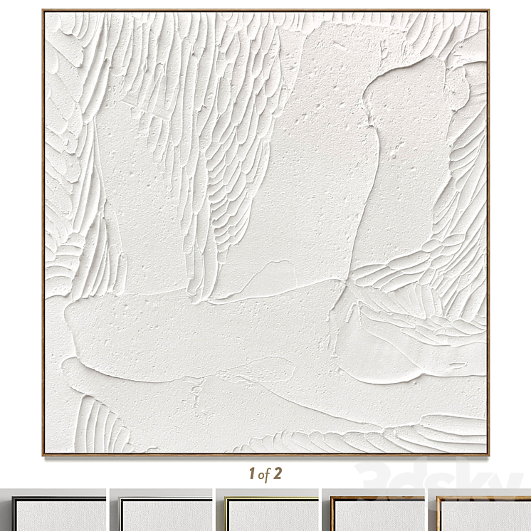 Plaster two square photo frames T-141 - Frame - 3D model