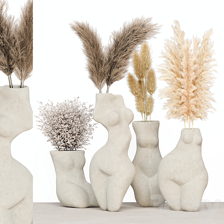 Female Body Vase Decor Set 24 - Bouquet - 3D model
