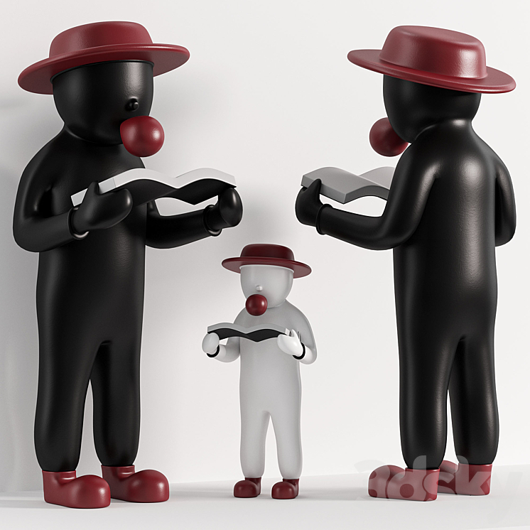 Reading Red Hat Man Decor - Sculpture - 3D model