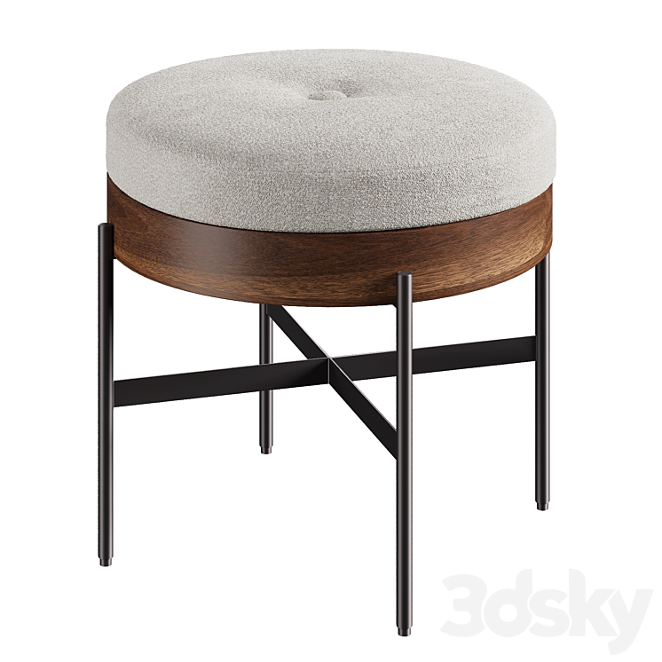 Edwyn Small Ottoman, Gibson Silver - Other soft seating - 3D model