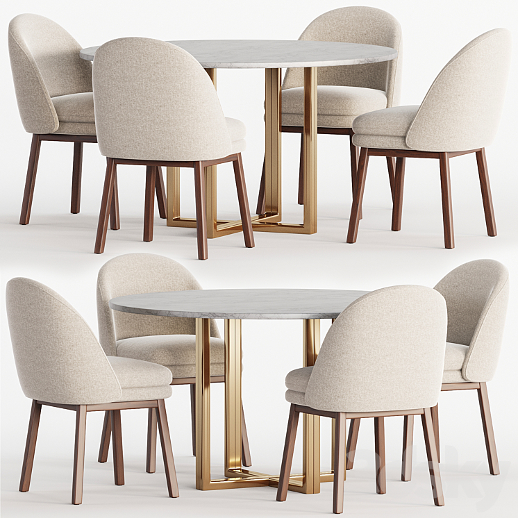Dining Set 06 - Table + Chair - 3D model
