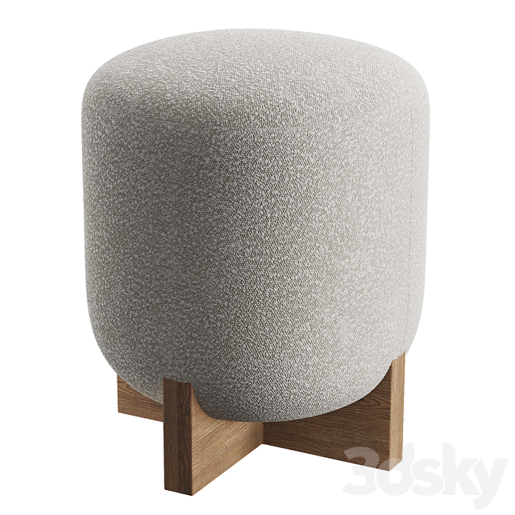 Eldon Stool, Walnut, Boucle - Other soft seating - 3D model