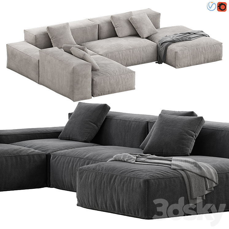 Boca Navi Sofa Set 3 - Sofa - 3D model