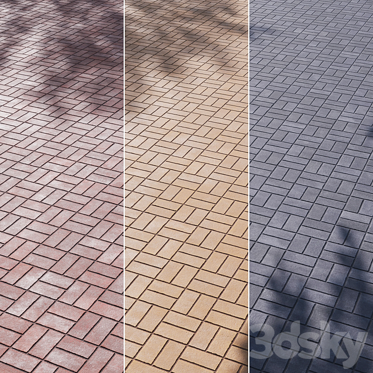Paving Concrete Set 03 (3 types colors) - Paving - 3D model