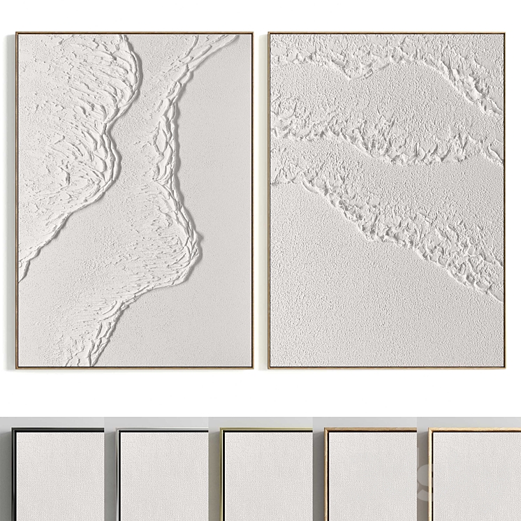 Plaster Two Photo Frames T-455 - Frame - 3D model