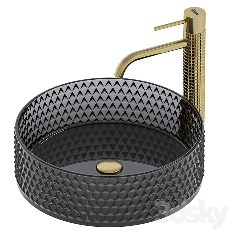 Washbasin Rea Cristal Black REA-U9671 with tap Gusto one - Wash basin ...
