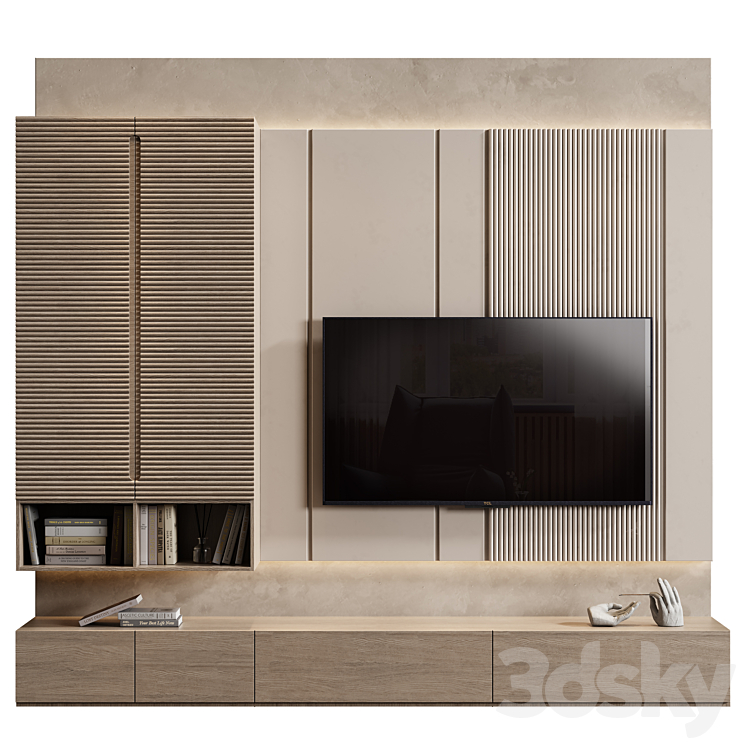 modern tv wall 04 - TV Wall - 3D model