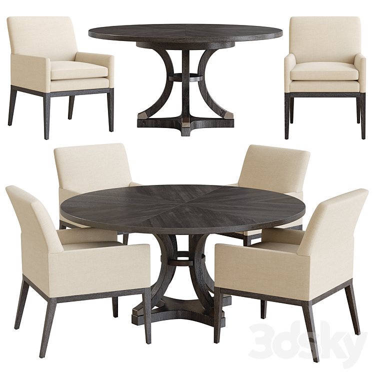 RH Addison Dining Table & Corbin Dining Armchair Set - Table + Chair ...
