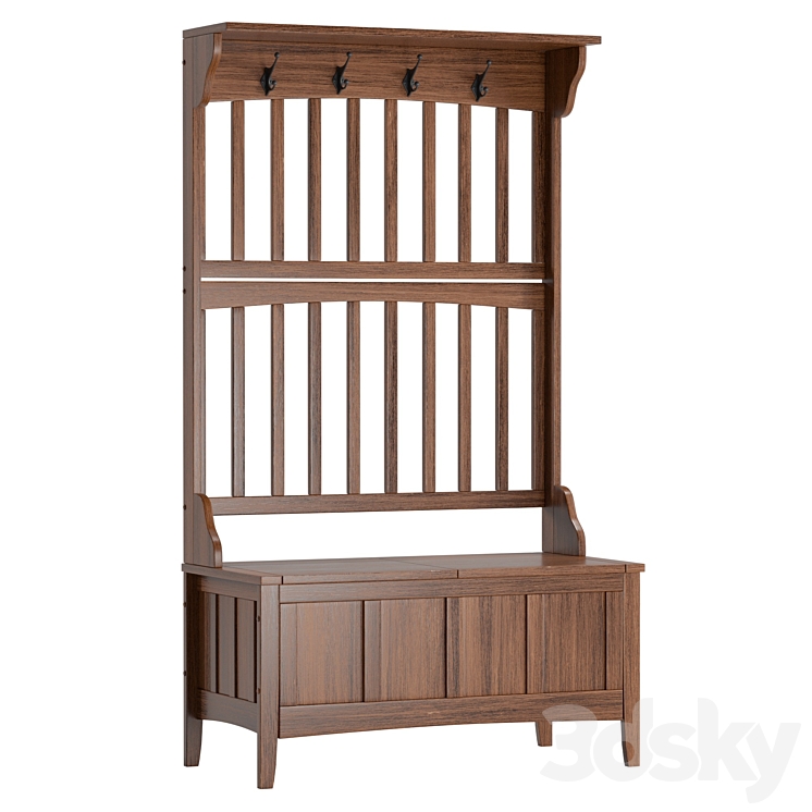 Hunton Wide Hall Tree with Bench - Hallway - 3D model