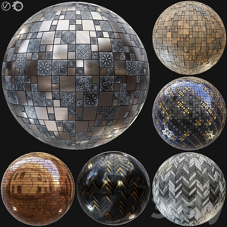 Wall Mosaic Tile PBR Material Vol6 - Tile - 3D model