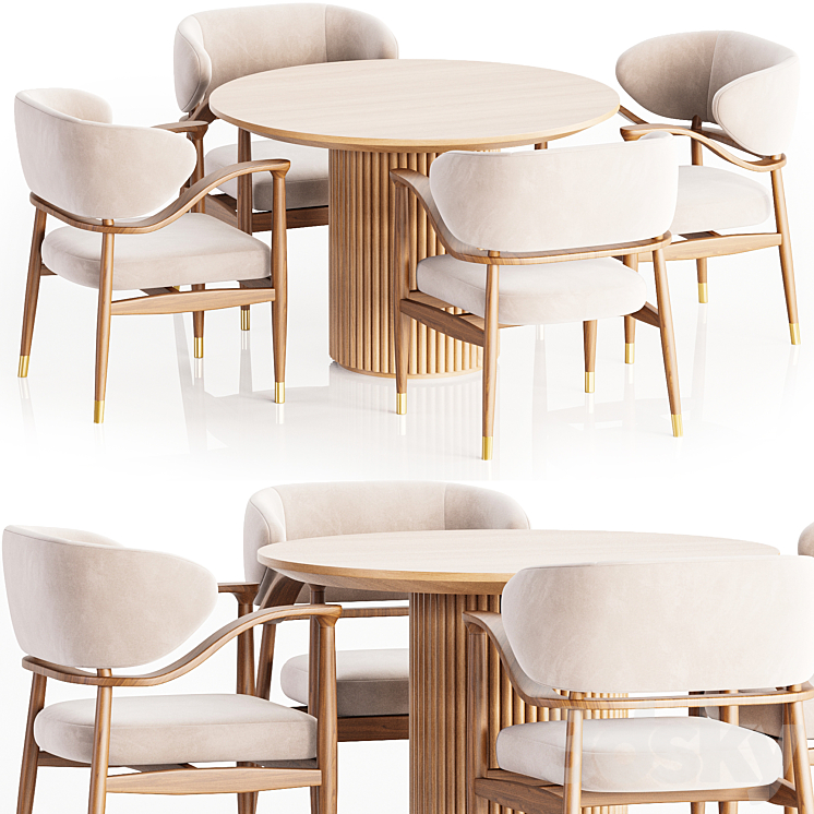 Dining Set 5 - Table + Chair - 3D model