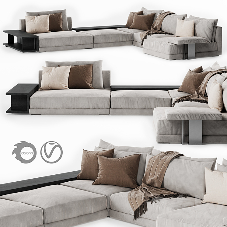 Rottnest L Shaped Modular Sectional Couch - Sofa - 3D model